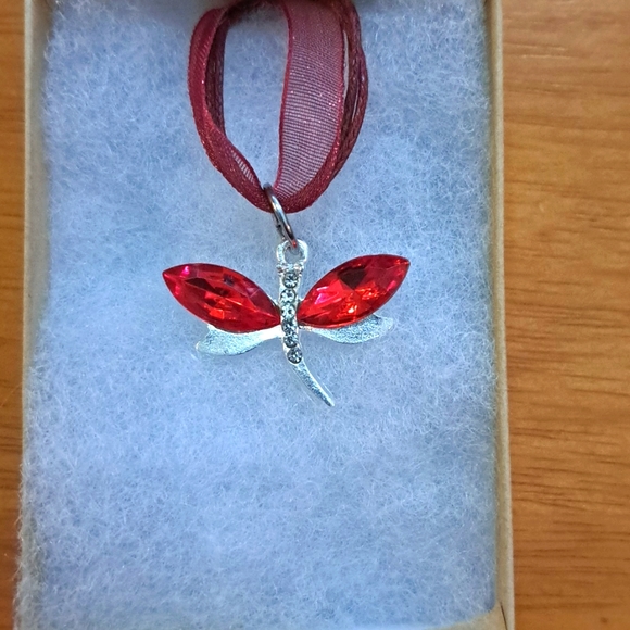 Jewelry | Ruby Crystal Dragonfly Necklace | Poshmark
